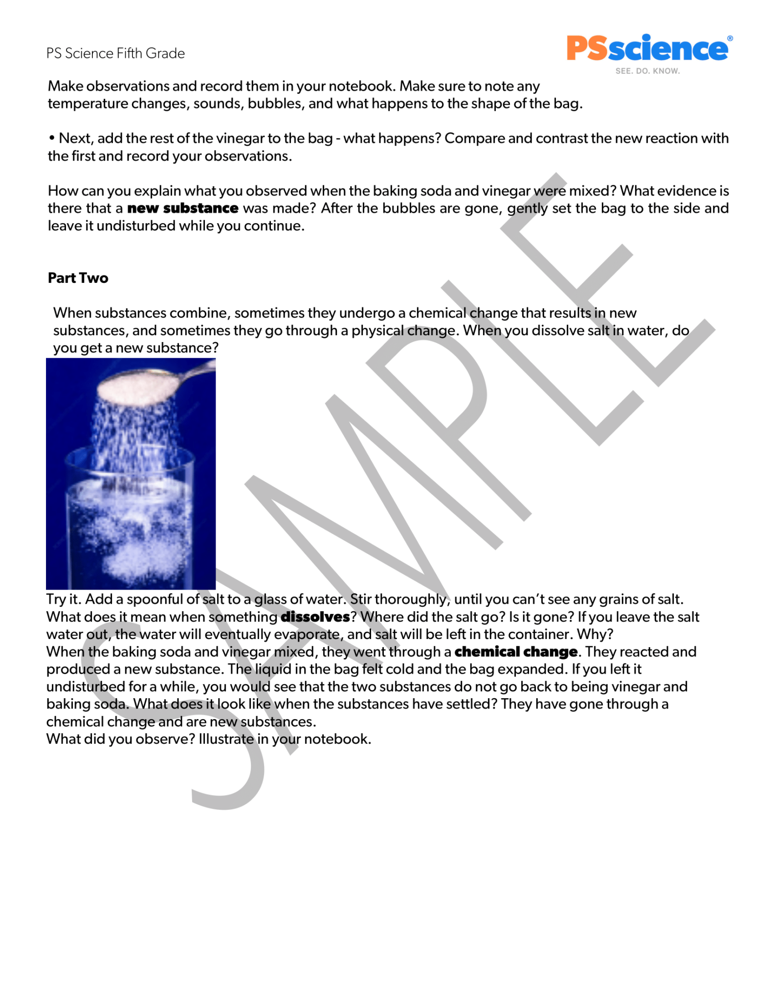 PS Science | Fifth Grade Sample Lesson