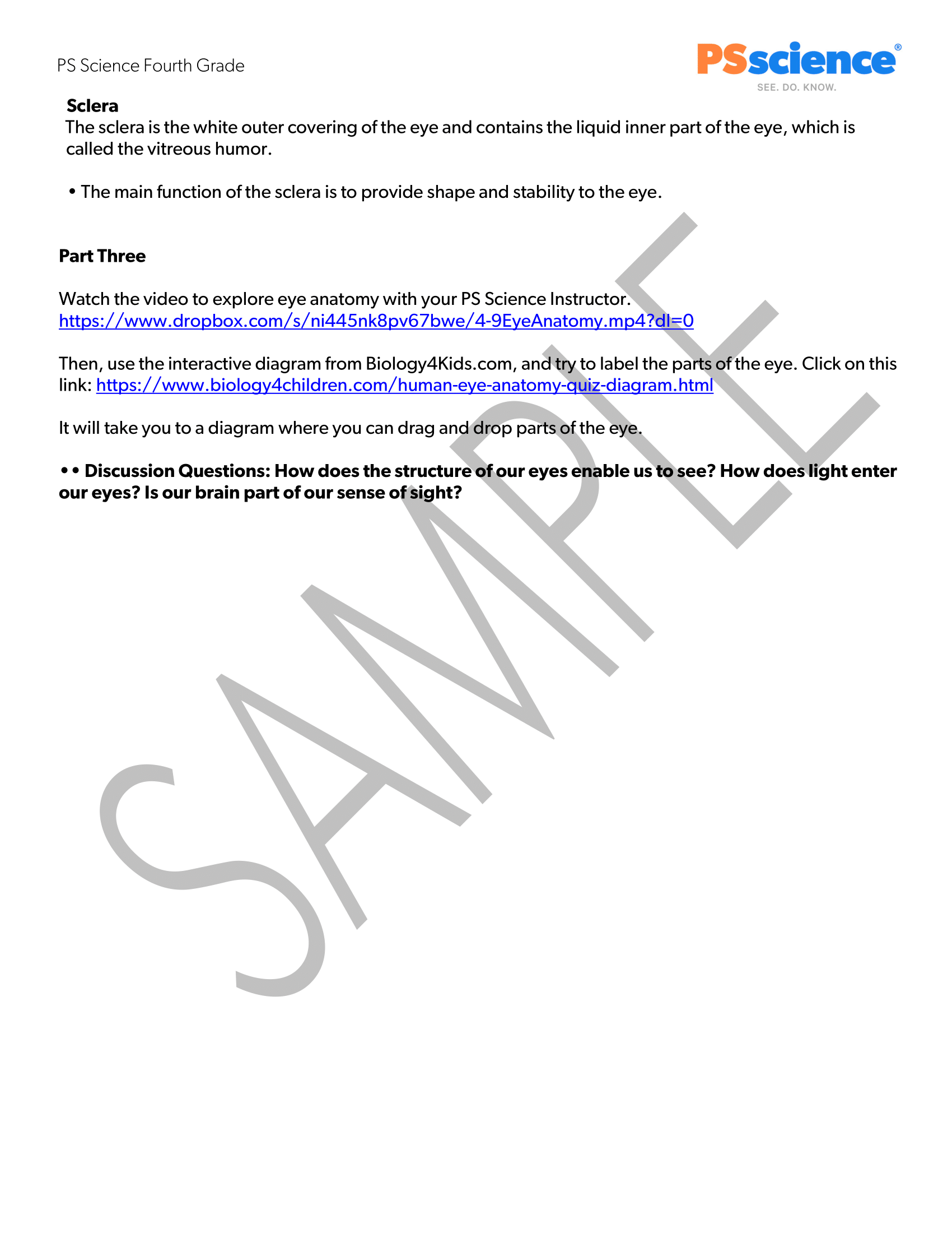 PS Science | Fourth Grade Sample Lesson