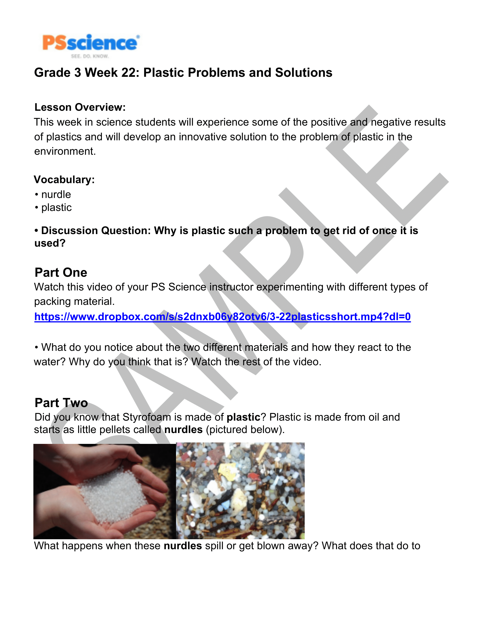 PS Science | Third Grade Sample Lesson